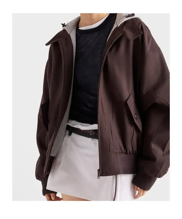 Prada Hooded Rush Stitch Jacket - Ebony