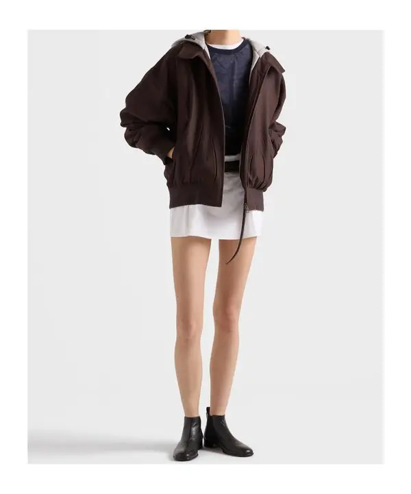 Prada Hooded Rush Stitch Jacket - Ebony