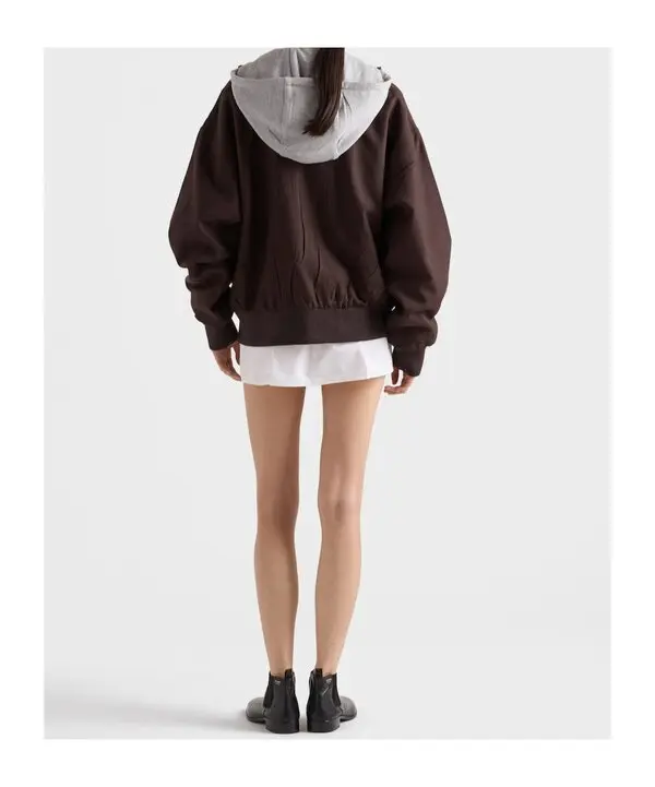 Prada Hooded Rush Stitch Jacket - Ebony