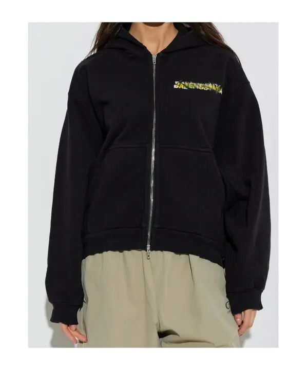 Balenciaga Spray Logo Zipped Hoodie
