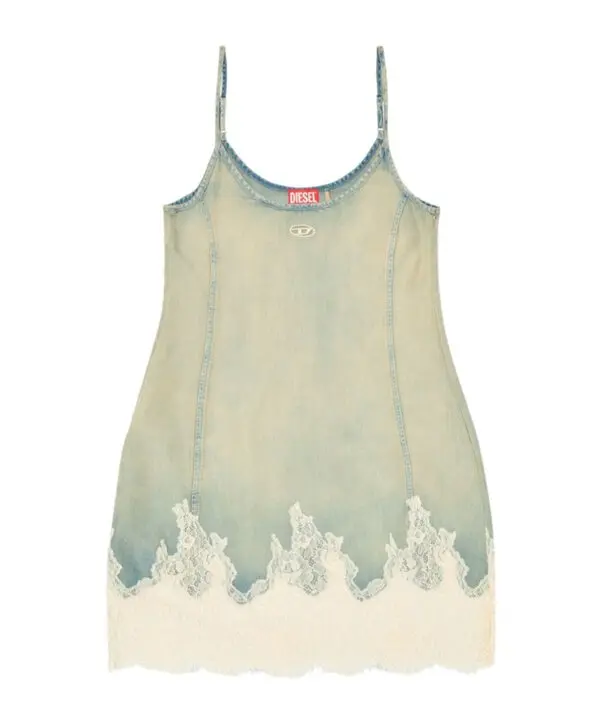 DIESEL® De-odry-s Lace-trim Mini Dress - Light Blue