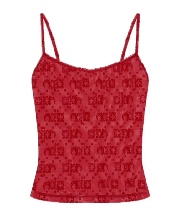 MARINE SERRE Moonogram Mesh Camisole - Red