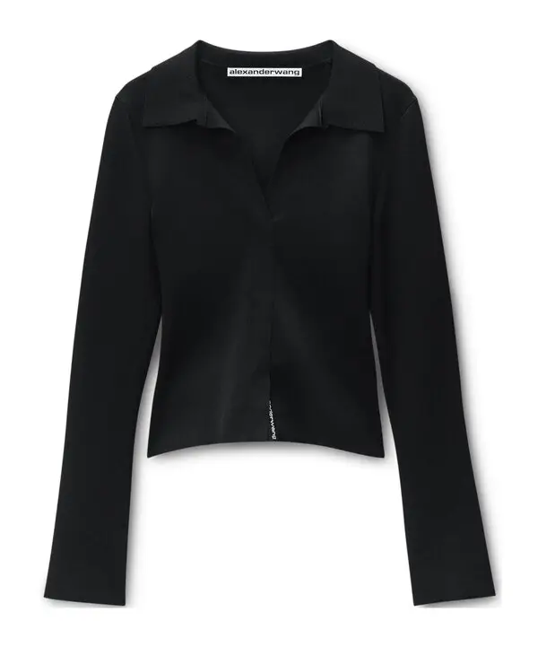 Alexander Wang Long-sleeve Polo Collar Blouse - Black