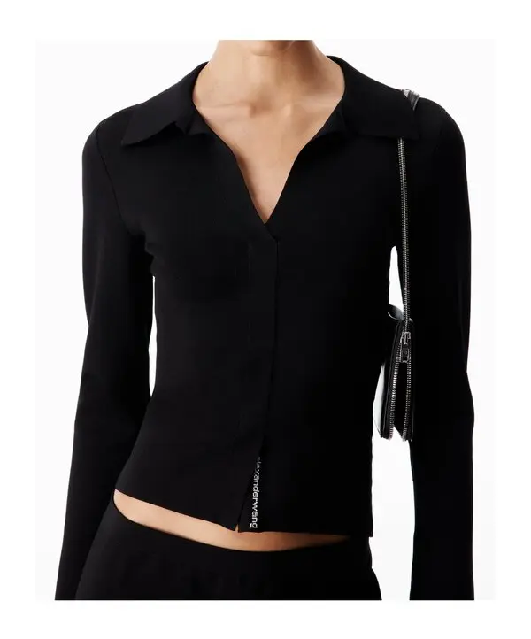 Alexander Wang Long-sleeve Polo Collar Blouse