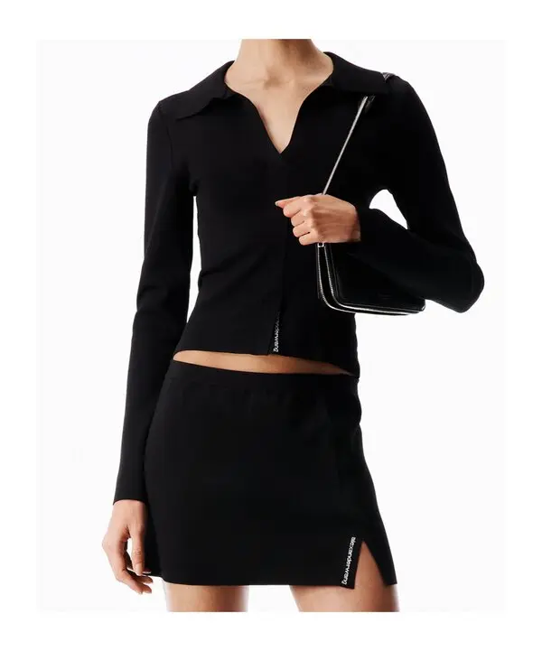 Alexander Wang Long-sleeve Polo Collar Blouse