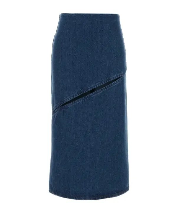 JIL SANDER Treated Asymmetric Denim Skirt - Blue
