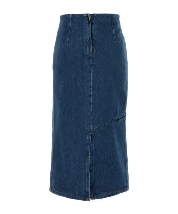 JIL SANDER Treated Asymmetric Denim Skirt - Blue
