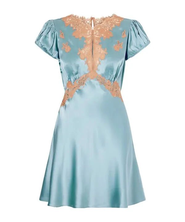 DÔEN Junia Lace-trimmed Mini Dress - Blue