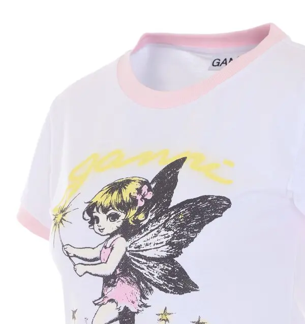 GANNI Fairy Printed Crewneck T-shirt - Bright White
