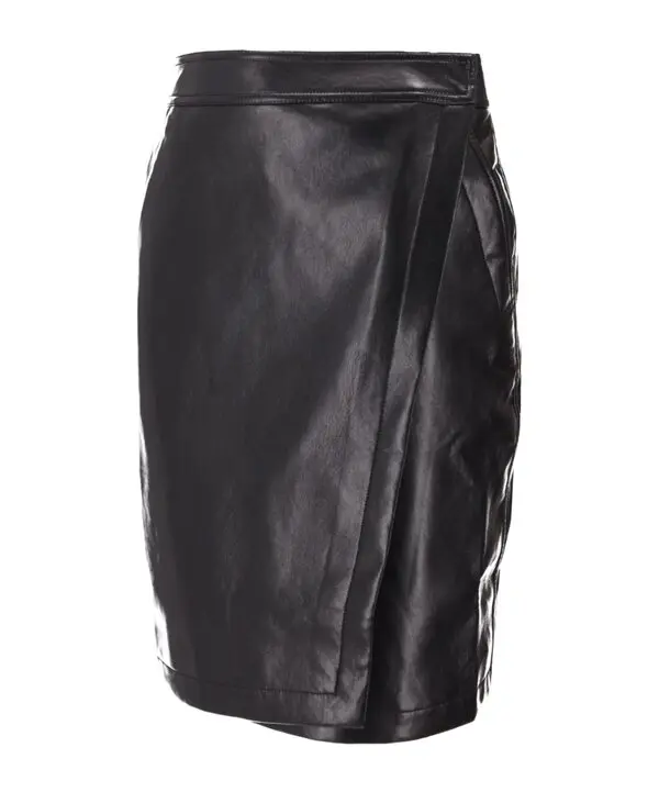 ANINE BING Tailored Midi Skirt In Recycled Leather - Black