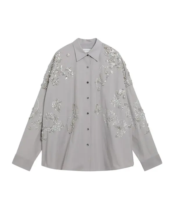Dries Van Noten Embellished Long-sleeve Shirt - Light Grey