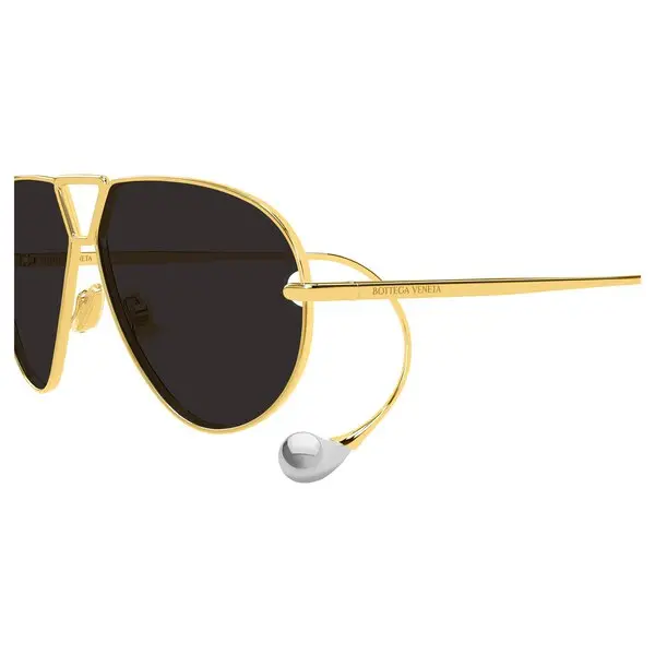 Bottega Veneta Gold Tone Aviator Sunglasses - Black
