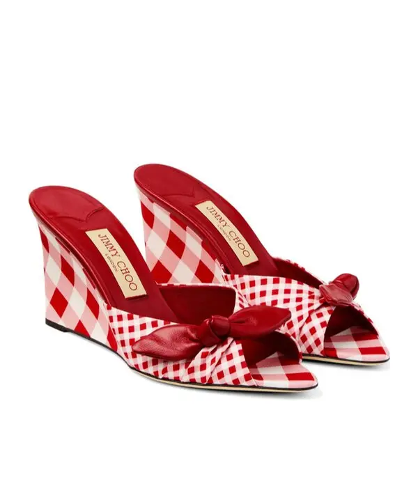 JIMMY CHOO Pointed-toe Wedge Sandals With Bow Detail - Ruby Red