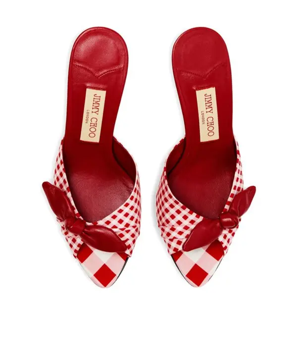 JIMMY CHOO Pointed-toe Wedge Sandals With Bow Detail - Ruby Red