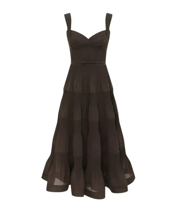 Zimmermann Pleated Draped Midi Dress