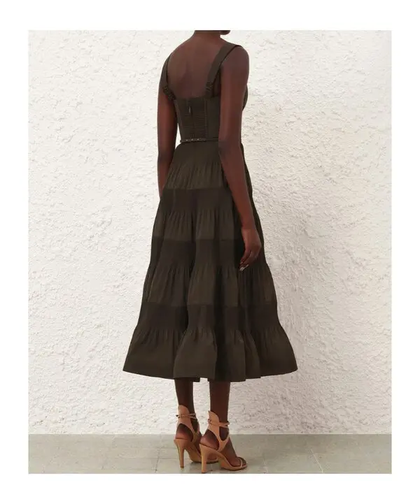 Zimmermann Pleated Draped Midi Dress