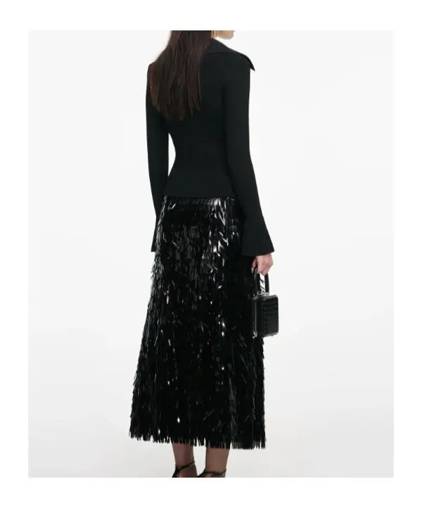 SELF-PORTRAIT Button-down Knit Top With Oversized Collar