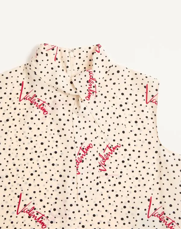 Valentino Garavani Polka Dot Crepe De Chine Sleeveless Top - White
