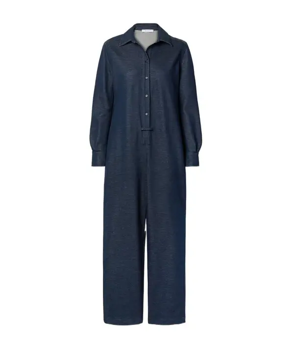 Max Mara Cotton-blend Chambray Jumpsuit - Blue
