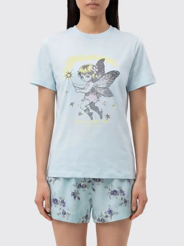 GANNI Graphic Print T-shirt - Light Blue