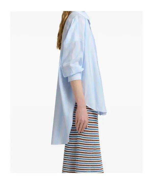 Marni Striped Curved Oversized Shirt - Blue