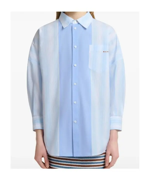Marni Striped Curved Oversized Shirt
