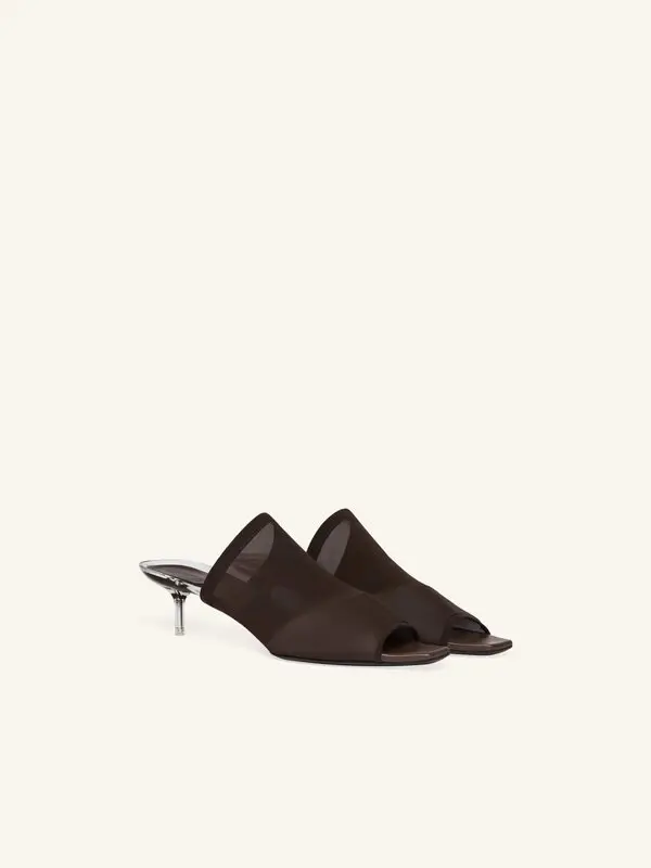 COURREGES Mesh Mule Sandals - Chocolate-colored