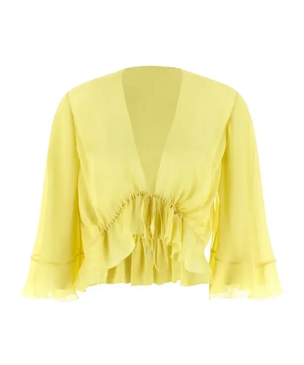 Alberta Ferretti Ruffled Drawstring Shirt - Yellow