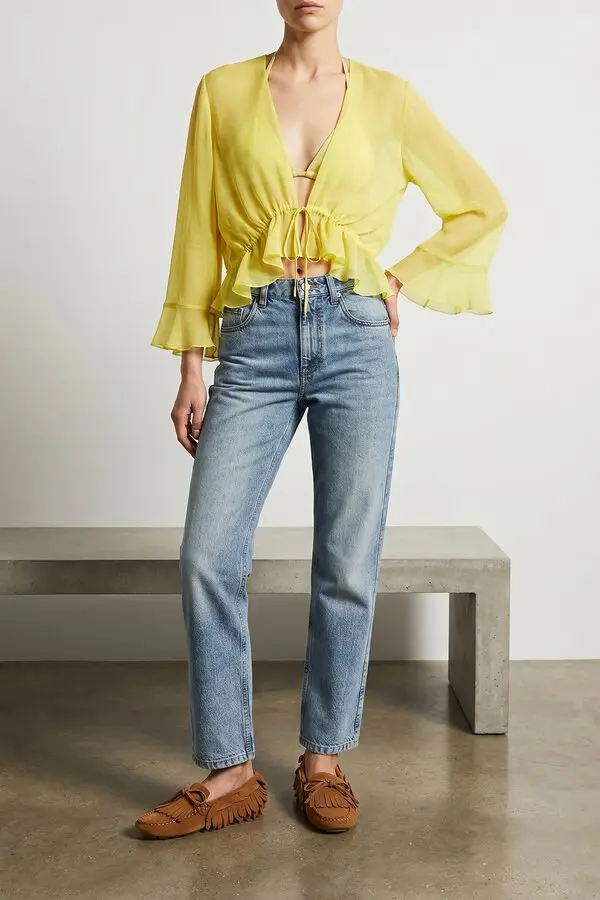Alberta Ferretti Ruffled Drawstring Shirt - Yellow