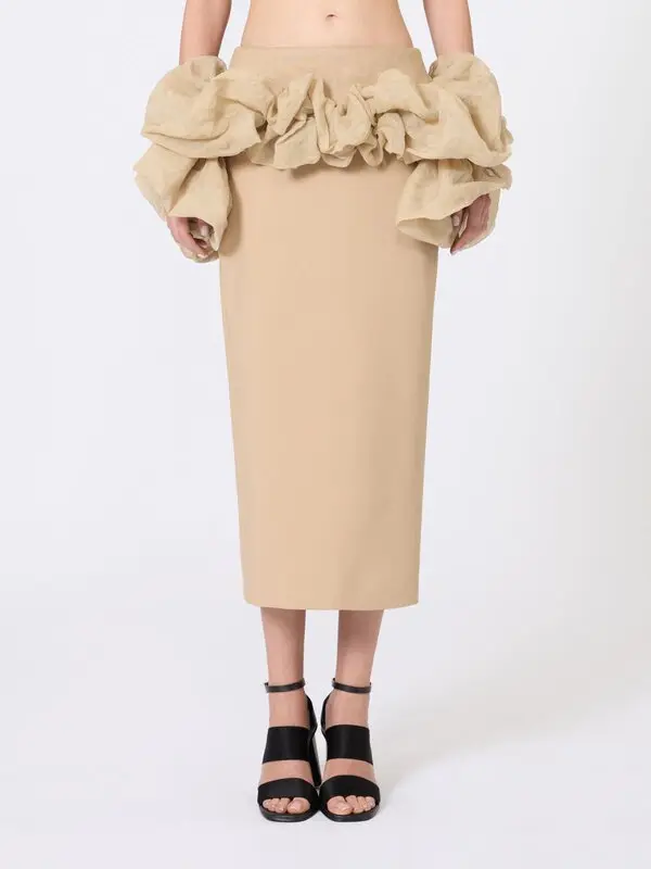 Max Mara Sbaccano" Ruffled Midi Skirt - Camel