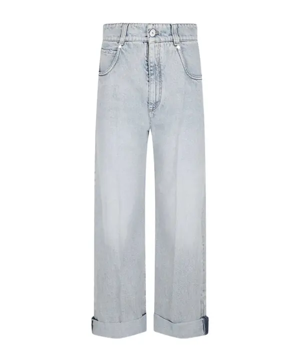 Brunello Cucinelli Cuffed Wide-leg Jeans - Light Blue