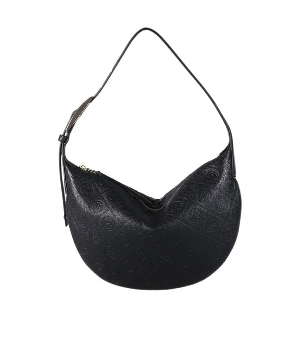Tory Burch T Monogram Pebble Small Balloon Bag - Black