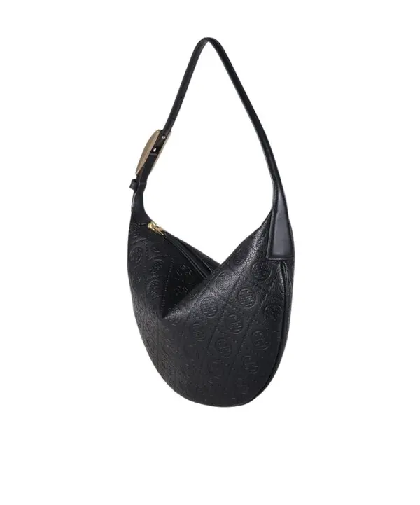 Tory Burch T Monogram Pebble Small Balloon Bag - Black
