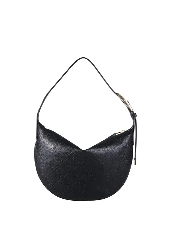 Tory Burch T Monogram Pebble Small Balloon Bag - Black