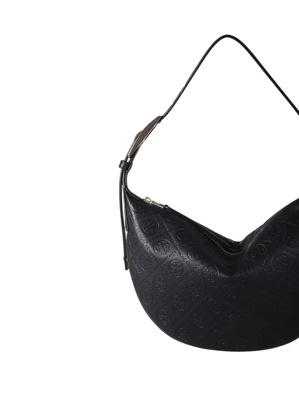 Tory Burch T Monogram Pebble Small Balloon Bag - Black