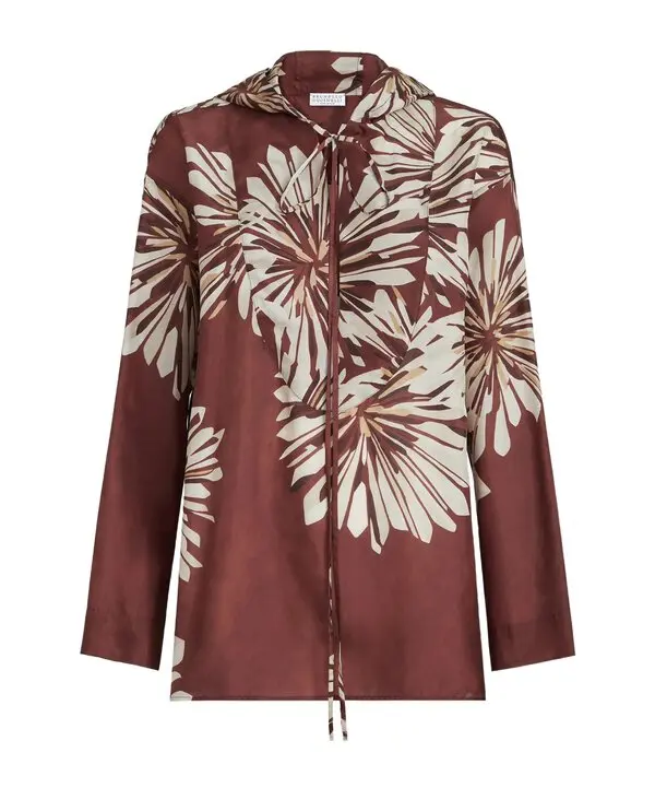 Brunello Cucinelli Long Sleeve Floral Print Shirt
