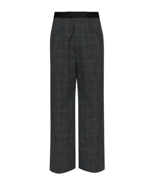 Balenciaga Checkered Wide-leg Pants - Black