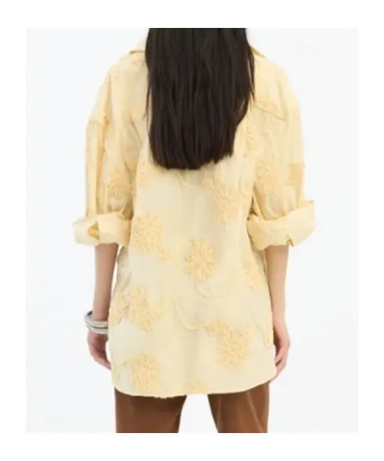 ROTATE BY BIRGER CHRISTENSEN Floral Appliqué Oversized Shirt - Nude