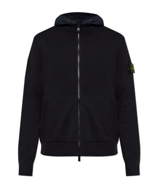 Stone Island Zip-up Hooded Sweater - Blue