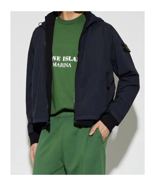 Stone Island Zip-up Hooded Sweater - Blue
