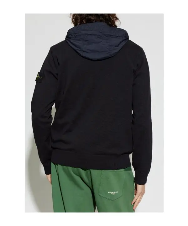 Stone Island Zip-up Hooded Sweater - Blue