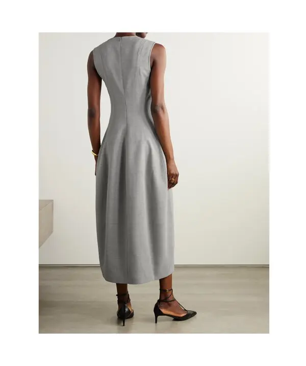 Brunello Cucinelli Sleeveless Wool Midi Dress With Front Slit