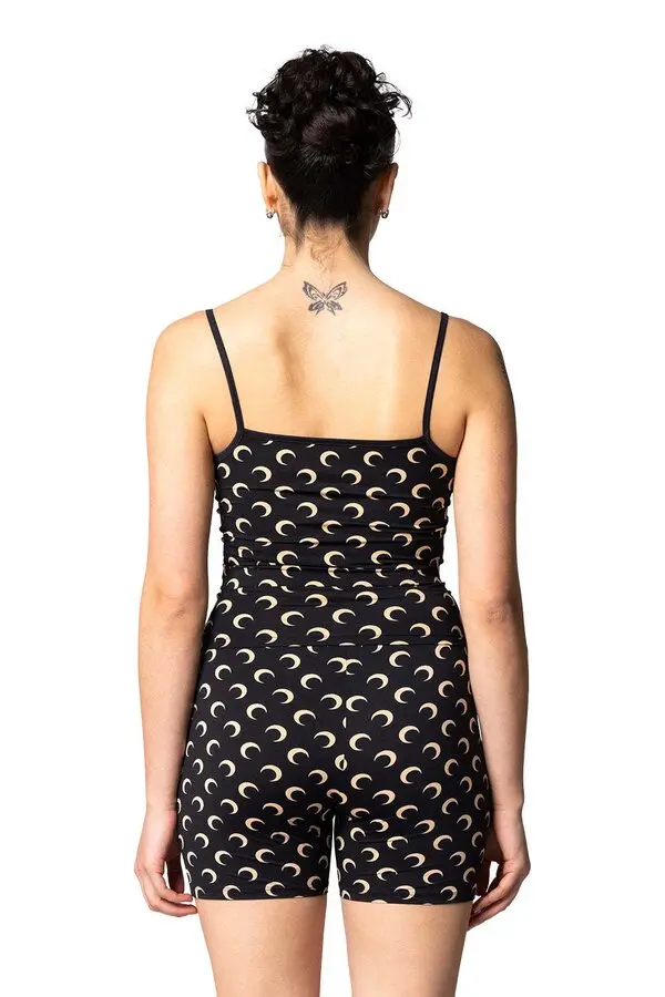 MARINE SERRE Moon Print Sleeveless V-neck Top - Black