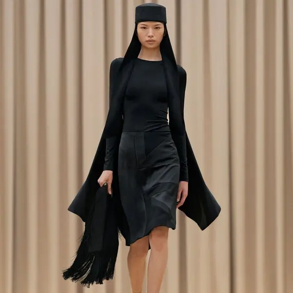 Burberry Flag Intarsia Satin Skirt