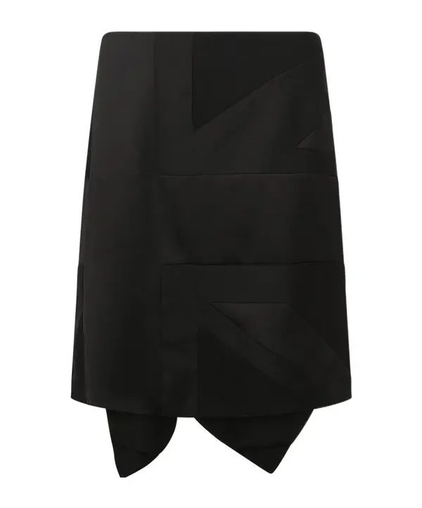 Burberry Flag Intarsia Satin Skirt - Black