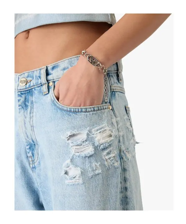 Casablanca Light Wash Graffiti Straight Leg Denim Jeans