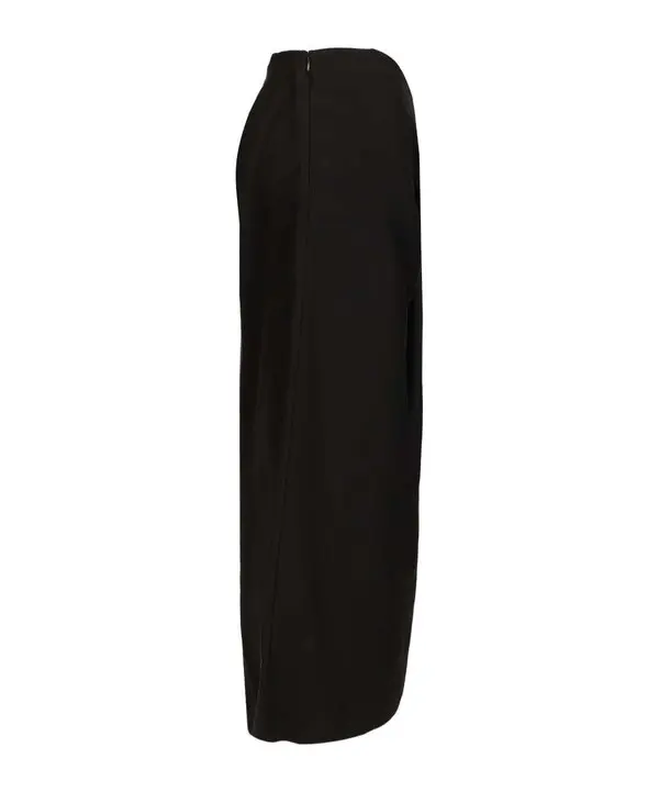 Celine Pleated Midi Skirt With Leather Logo Belt
