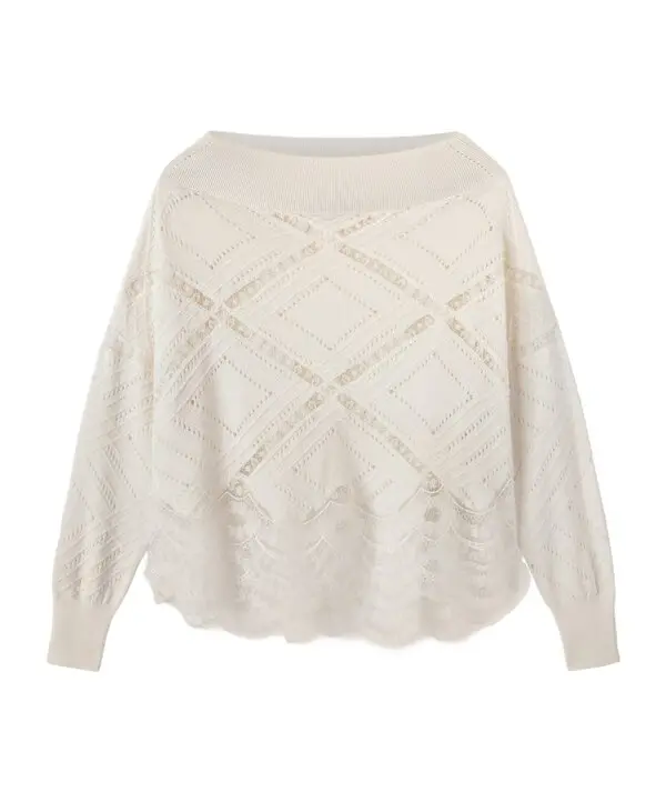 Ermanno Scervino Lace-trimmed Sweater - White
