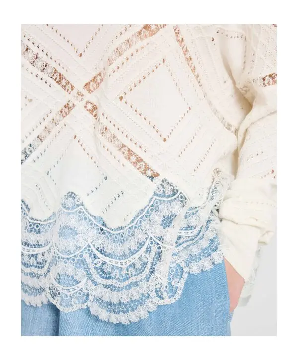 Ermanno Scervino Lace-trimmed Boat Neck Sweater