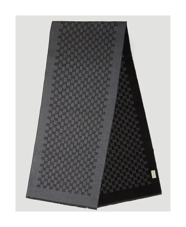 Gucci Gg Jacquard Scarf - Black